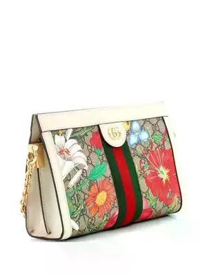 Gucci Ophidia Chain Shoulder Bag Flora Gg Coated Canvas Small - Brown