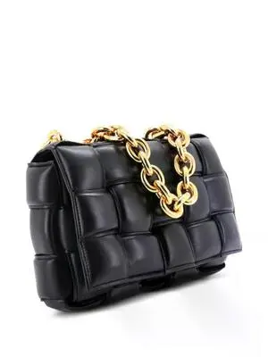 Bottega Veneta Cassette Chain Padded Maxi Intrecciato Leather Crossbody Bag - Black