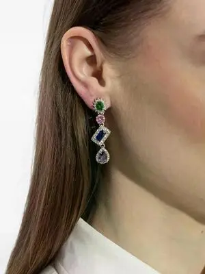 MAISON MARGIELA Geometric Drop Earrings - Silver