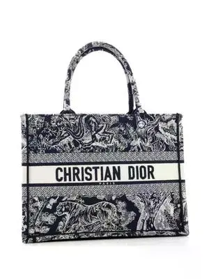 Dior Book Embroidered Canvas Medium Tote Bag - Blue