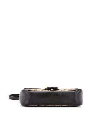 Gucci Gg Marmont Flap Bag With Diagonal Quilted Gg Canvas - Black