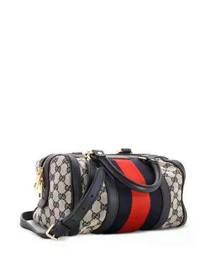 Gucci Vintage Web Boston Bag Gg Canvas Small Satchel - Blue