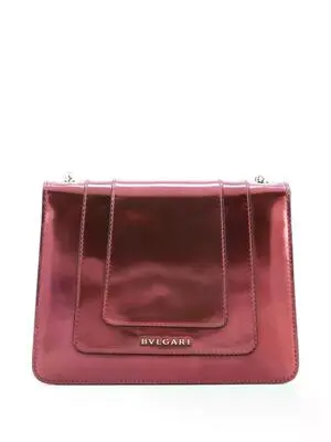 BVLGARI Serpenti Forever Metallic Leather Shoulder Bag - Red