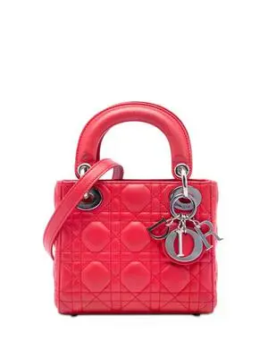 Dior 2012 Mini Lambskin Cannage Lady Satchel - Red