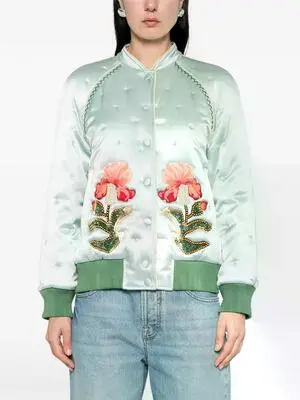 Valentino Garavani Floral Quilted Bomber Jacket - Blue
