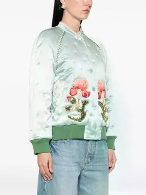 Valentino Garavani Floral Quilted Bomber Jacket - Blue