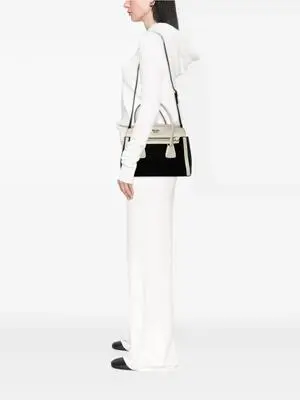Prada Bicolor Saffiano And Canvas Satchel - Black