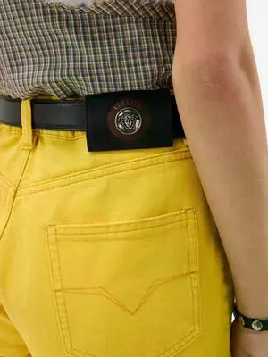 Versace High Waisted Straight Leg Jeans - Yellow