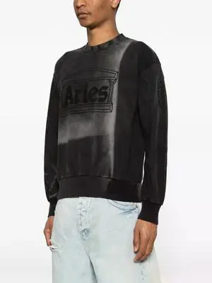 Aries Sunbleached Column Sweatshirt - Black