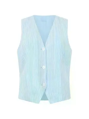 120% Lino Striped Button-down Vest