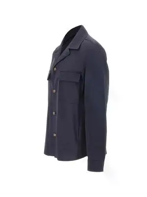 BARBA NAPOLI London Flap-pockets Button-down Virgin Wool Jacket - Blue