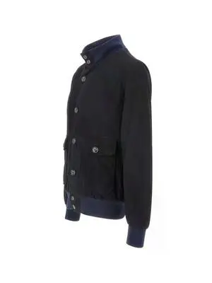 BARBA NAPOLI High-collar Patch-pockets Jacket - Blue