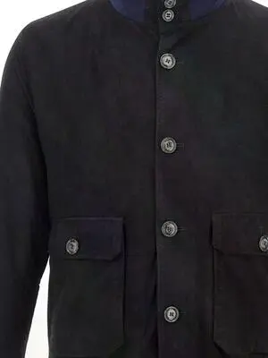 BARBA NAPOLI High-collar Patch-pockets Jacket - Blue