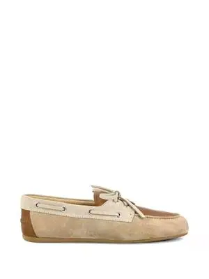 Miu Miu Faded Suede Bow Flat Shoes - Neutrals