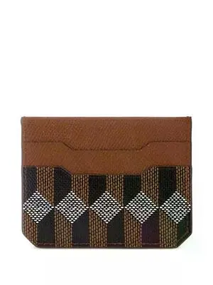 AU DEPART Printed Leather Card Holder - Brown