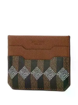 AU DEPART Printed Leather Card Holder - Brown