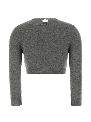 JIL SANDER Cropped Ribbed-knit Sweater - Grey