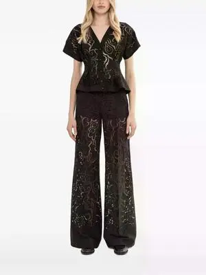 NISSA Floral-Embroidered Jacket Black