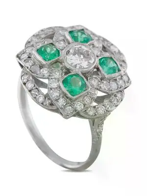 LB EXCLUSIVE Diamond And Emerald Ring - Silver