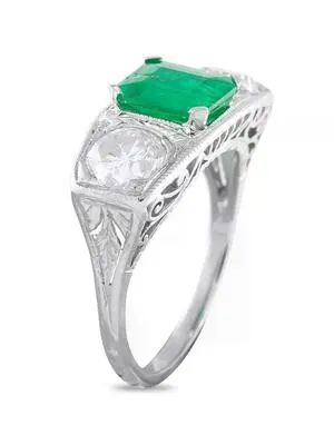 LB EXCLUSIVE Diamond And Emerald Ring - Silver