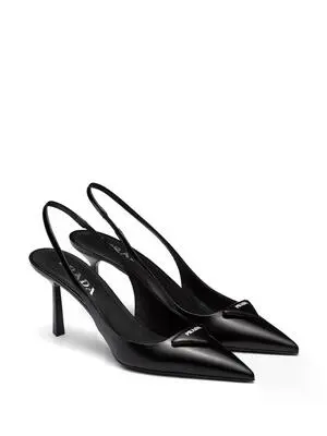 Prada 75mm Triangle-logo Pumps - Black