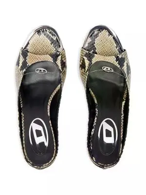 DIESEL® D-diam's Python-effect Heeled Mules