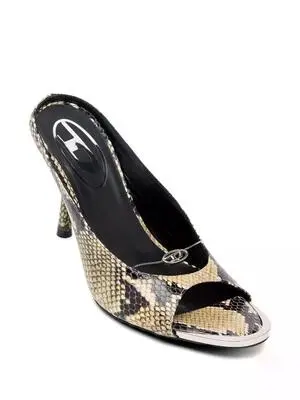 DIESEL® D-diam's Python-effect Heeled Mules