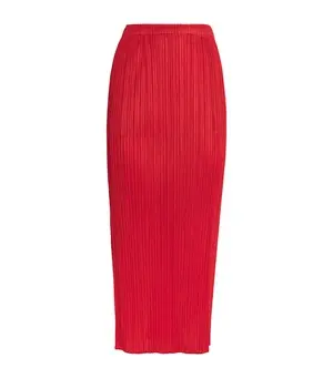 Issey Miyake Basics Pleated Midi Skirt - Red