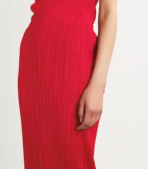 Issey Miyake Basics Pleated Midi Skirt - Red