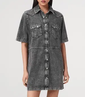 ALLSAINTS Denim Rock Mini Shirt Dress - Grey