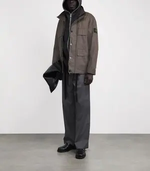 Stone Island Waxed Canvas Field Jacket - Brown