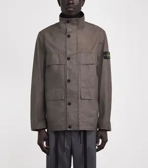 Stone Island Waxed Canvas Field Jacket - Brown