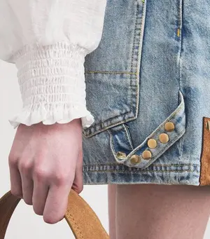 Sandro Suede-trim Denim Shorts