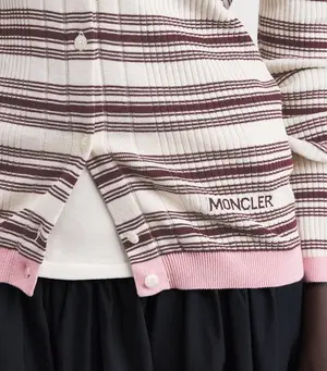 Moncler Striped Cotton Polo Sweater - White