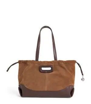Maje Leather And Suede Milpi Tote - Brown