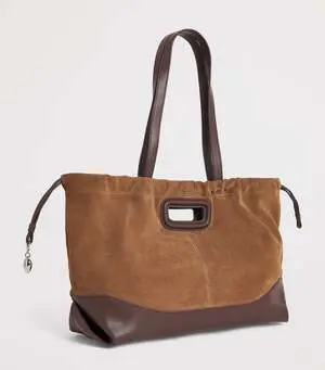 Maje Leather And Suede Milpi Tote - Brown