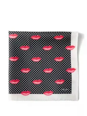 Prada Printed Silk Twill Scarf - Black