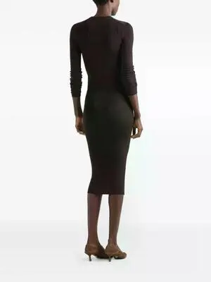 Prada Wool Ribbed Knit Crewneck Dress