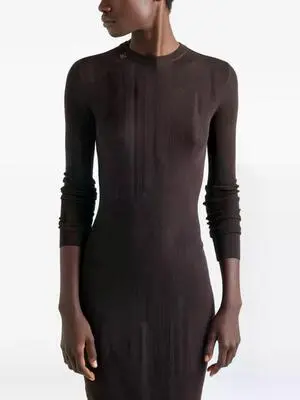 Prada Wool Ribbed Knit Crewneck Dress