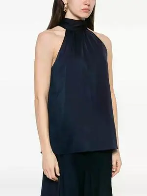 NOUVELLE SILK95FIVE Halterneck Blouse - Blue