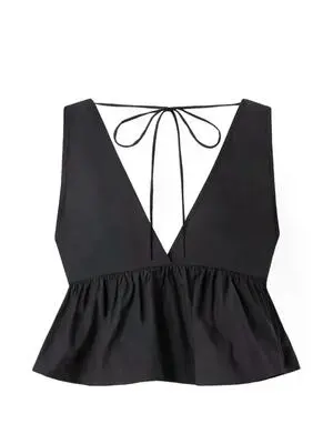 Pinko V-neck Tie-detailed Cropped Top - Black