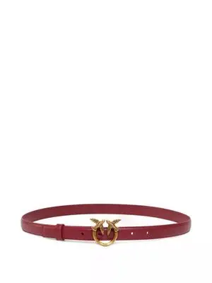 Pinko Thin Leather Belt With Love Birds Buckle - Red
