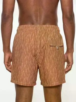 Canali Leaf-print Swim Shorts - Brown