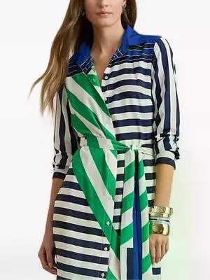 Ralph Lauren Striped Tie-waist Midi Shirt Dress