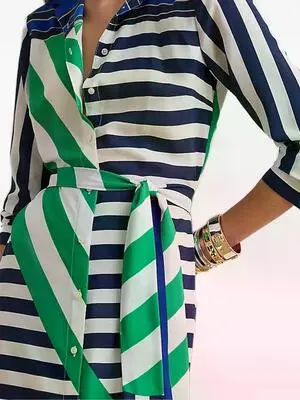 Ralph Lauren Striped Tie-waist Midi Shirt Dress