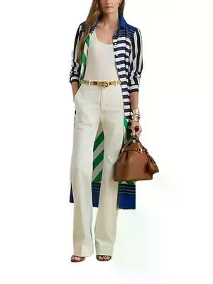 Ralph Lauren Striped Tie-waist Midi Shirt Dress