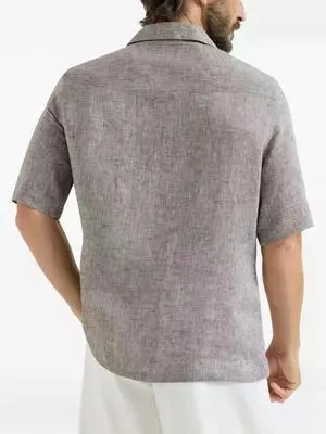 Brunello Cucinelli Camp-collar Short-sleeve Shirt - Grey