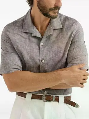 Brunello Cucinelli Camp-collar Short-sleeve Shirt - Grey