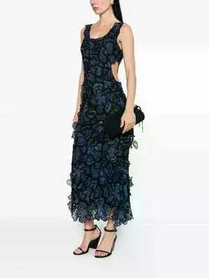 Simkhai Floral Lace Midi Dress - Blue