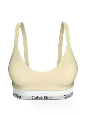 Calvin Klein Icon Cotton Logo-band Bra - Neutrals